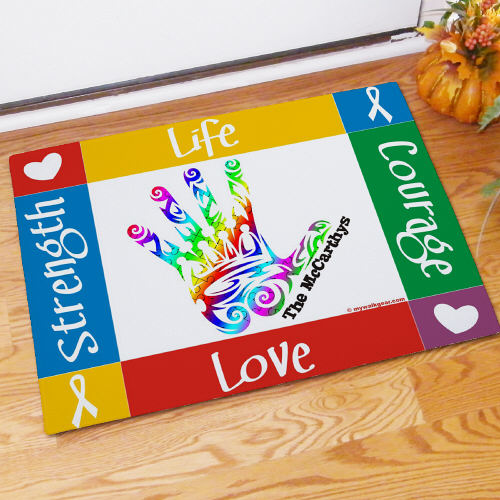 Autism Awareness Handprint Welcome Doormat | MyWalkGear.com