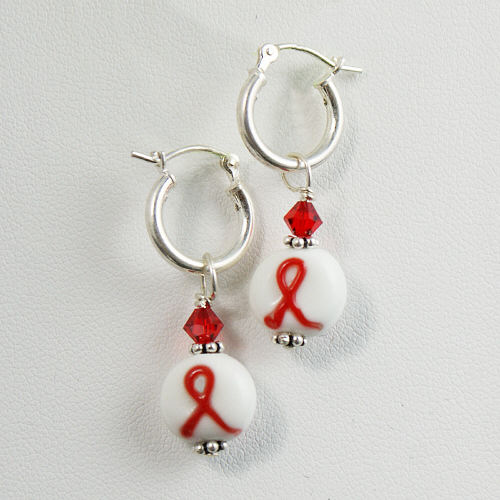 Red Awareness Ribbon Silver Earrings | MyWalkGear.com