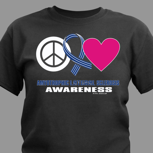 Peace Hope Love ALS Awareness T-Shirt | MyWalkGear.com